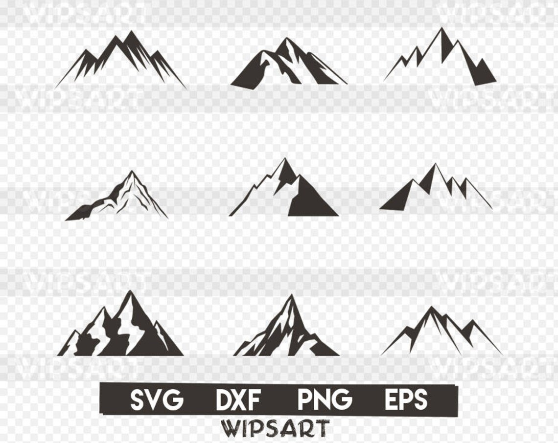 Mountain svg cut File mountain scenery silhouette svg file | Etsy