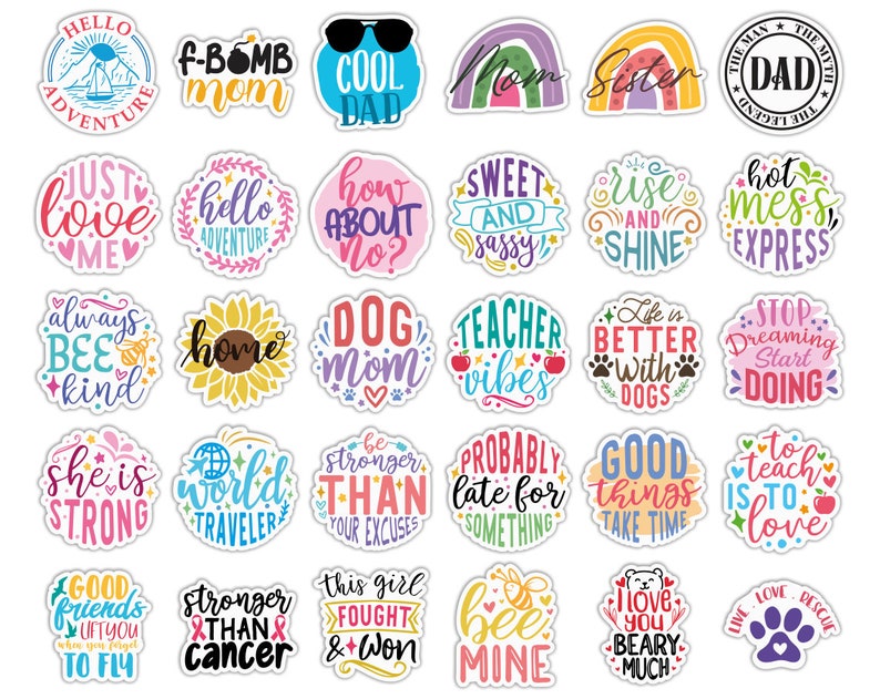Huge Sticker Bundle PNG 100 Stickers PNG Quotes - Etsy