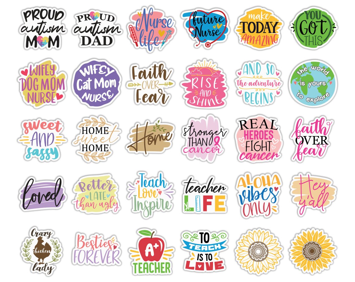 Huge Sticker Bundle PNG 100 Stickers PNG Quotes - Etsy