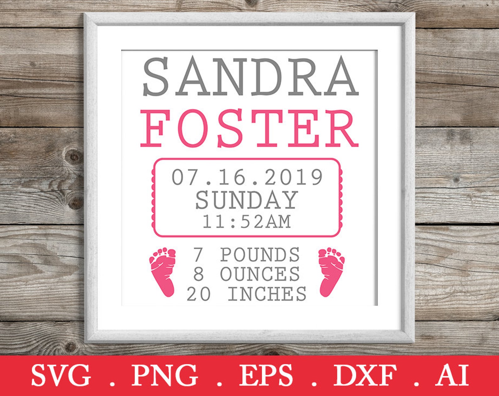 Birth stats svg newborn stats svg birth stats template svg | Etsy