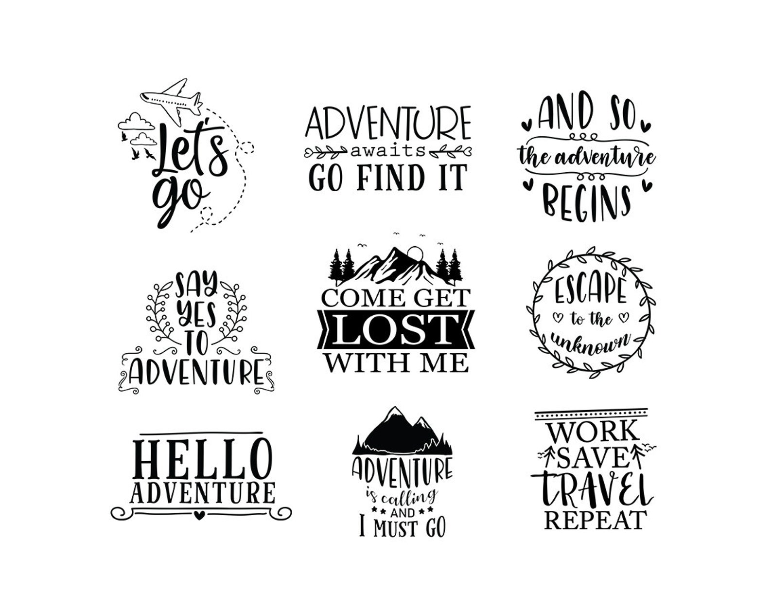 Adventure Quotes Bundle, Quote Sign Svg, Travel Quotes Svg, Quotes Png ...