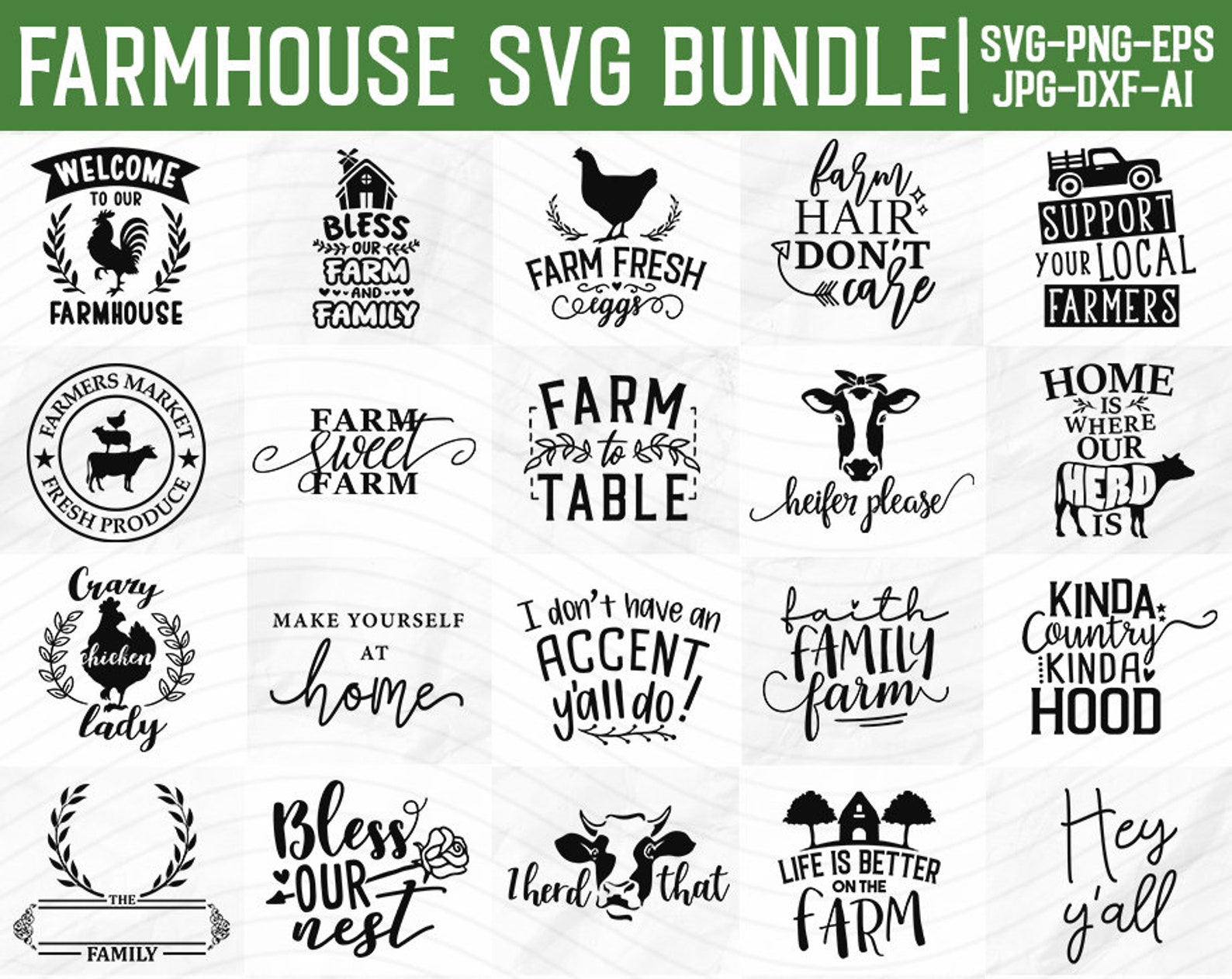 Farmhouse SVG Bundle Farmhouse Quotes Cut Files Farm - Etsy