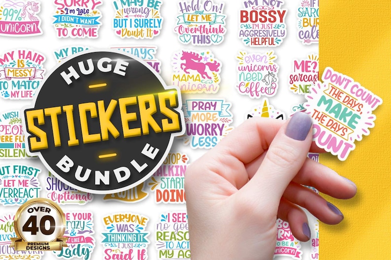 Huge Sticker Bundle PNG 40 Stickers PNG Quotes - Etsy