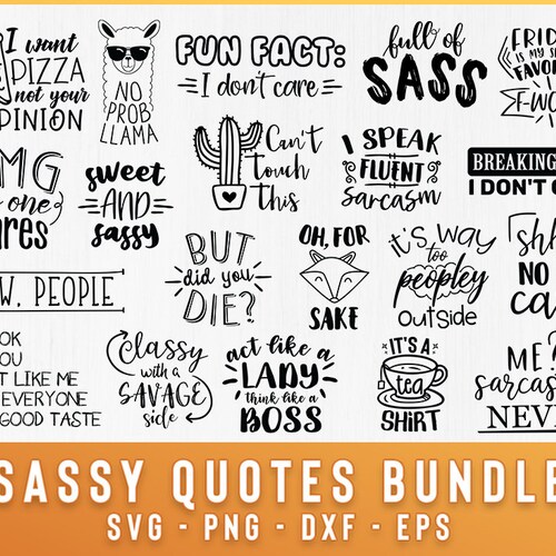 20 Sassy Quotes Bundle SVG Funny Quotes Bundle Svg Sarcastic | Etsy