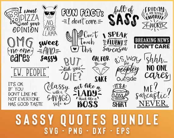 20 Sassy Quotes Bundle Svg Funny Quotes Bundle Svg Sarcastic Etsy