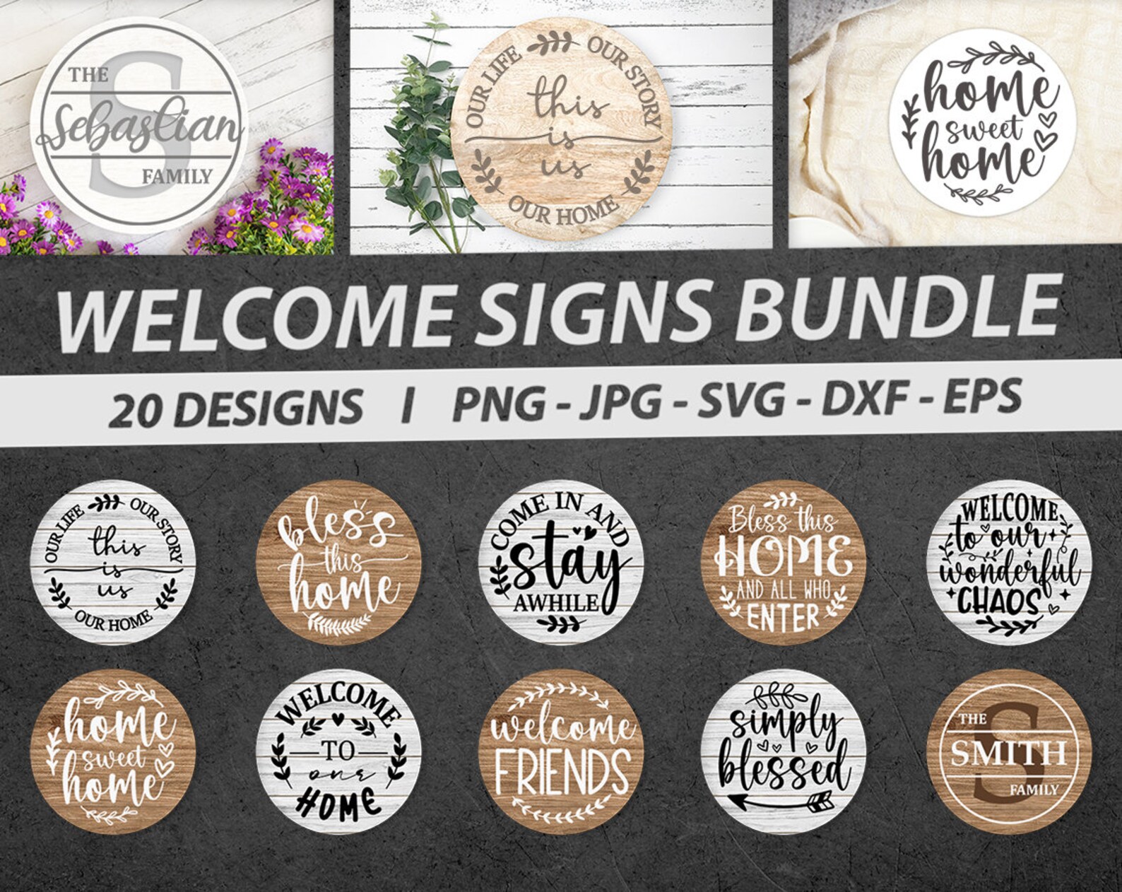 Welcome Sign SVG Bundle Round Door Signs SVG Bundle - Etsy Canada