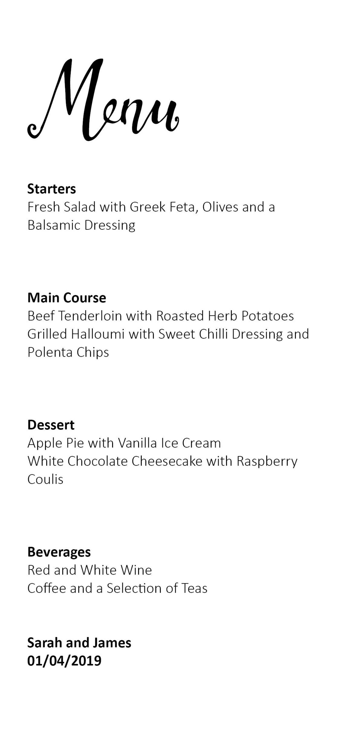 Printable Minimal Menu Template Hand Lettering Modern Instant Download ...