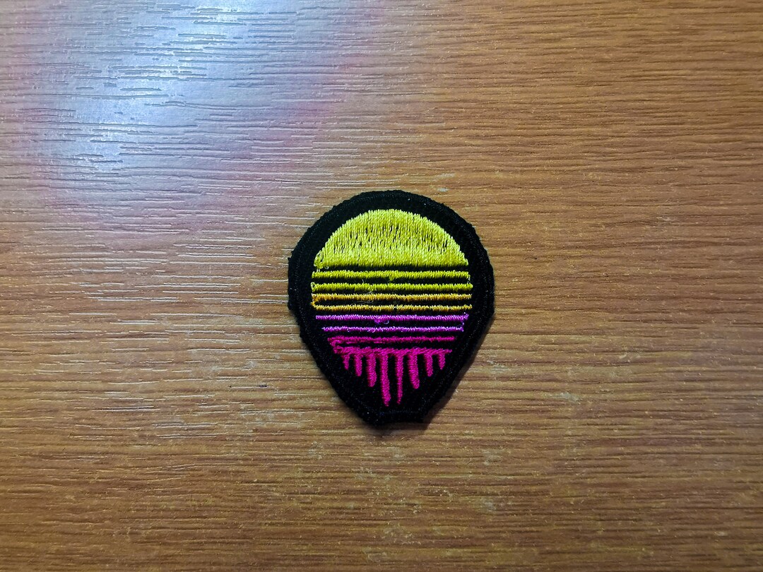 Synthwave Iron on Embroidered MINI Patch Melting Outrun Carpenter Brut ...