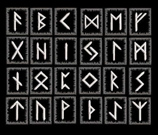 Custom Viking Rune Iron on Embroidered Patches Grey Border and White ...