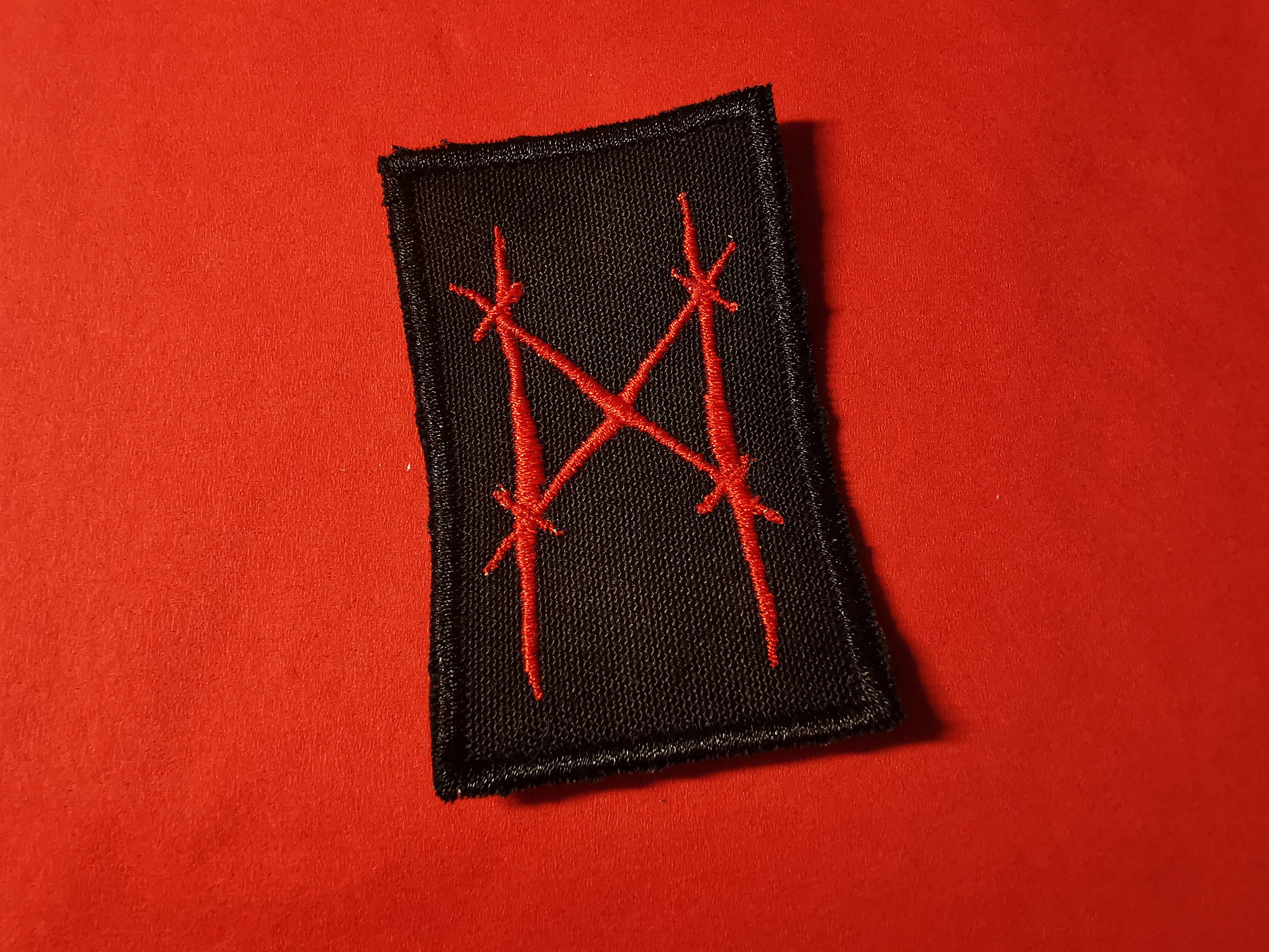 Rune Patch Vikings Rustic Norse Mythology Mannaz M Runic Heathenry Red ...