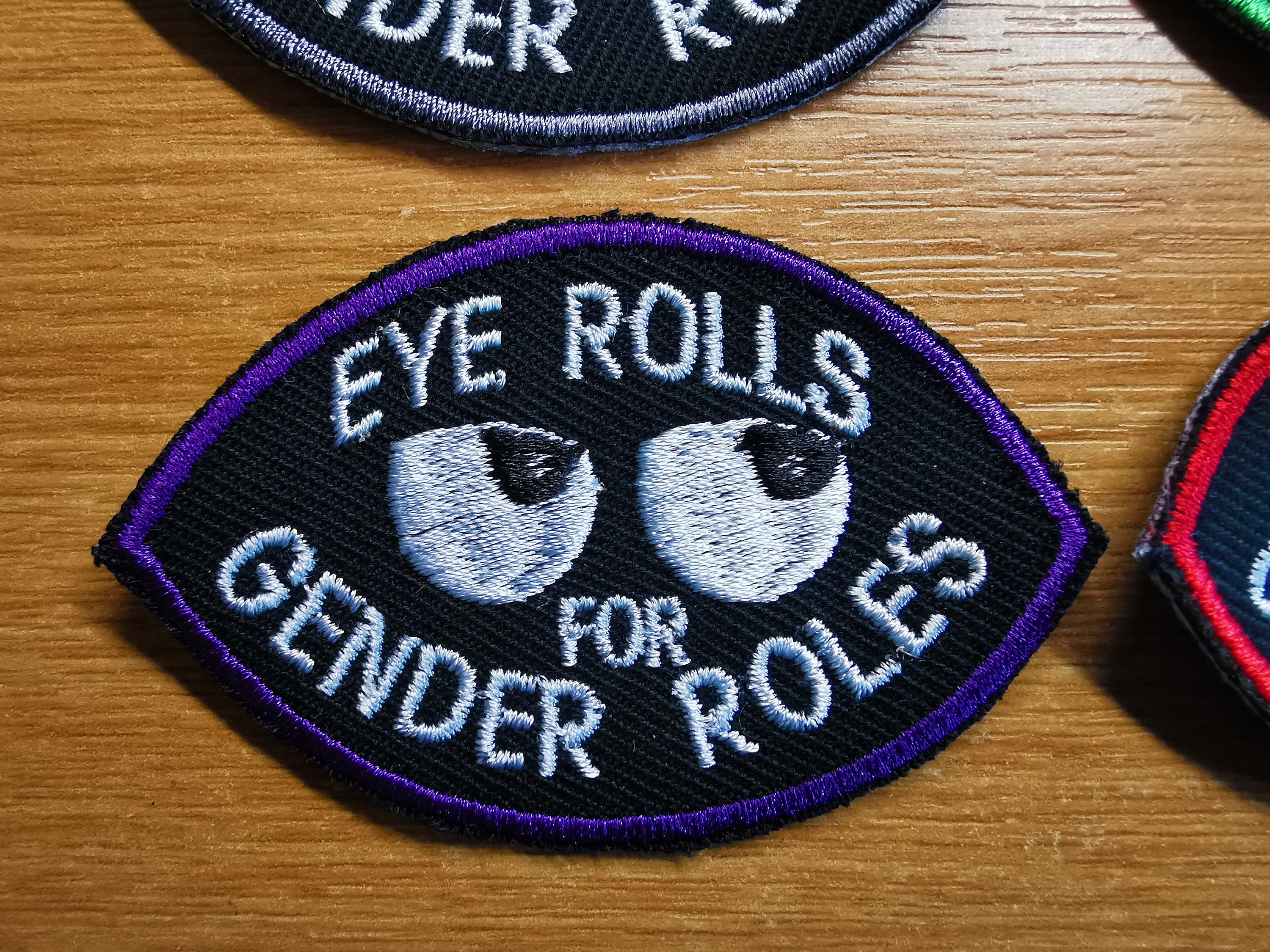 Eye Rolls for Gender Roles Funny Feminist Iron on Embroidered Patch ...