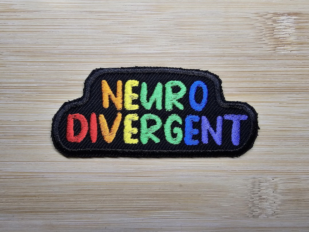 Neurodivergent Iron on Embroidered Patch Colourful Rainbow ...