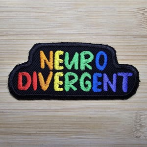 Neurodivergent Iron on Embroidered Patch Colourful Rainbow ...