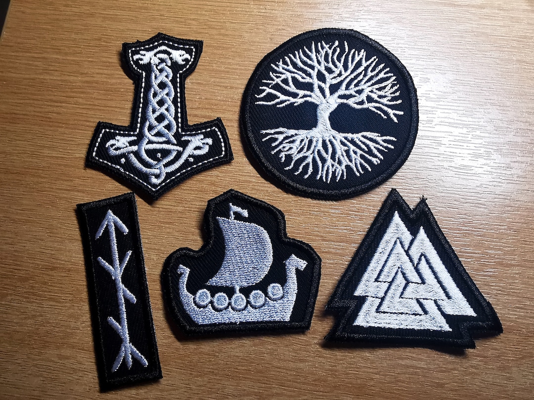Viking Patches Bundle Black Borders Iron on or Sew on Norse Embroidered Patches - Etsy