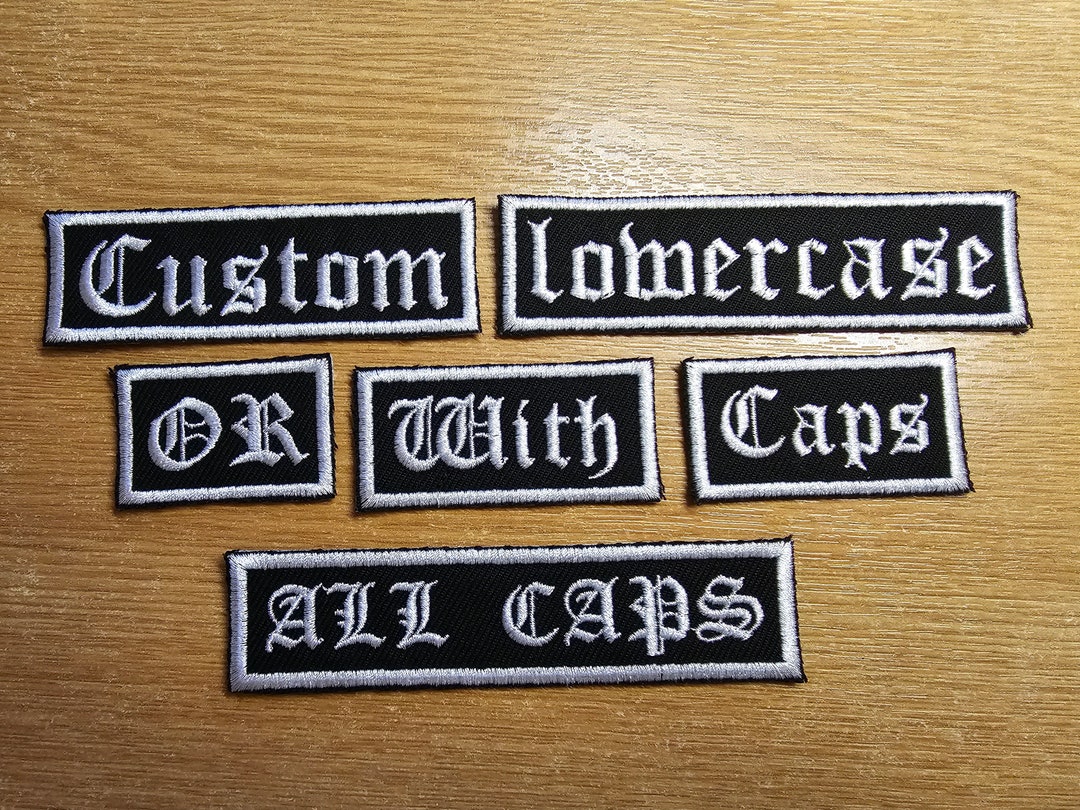 Custom Embroidered Patch Old English Name Tag Black Metal Punk LA ...