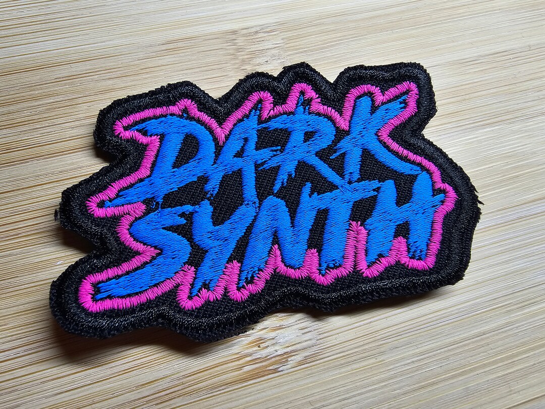 Dark Synth Synthwave Embroidered Patches Vibrant Color - Blue and Pink - Etsy