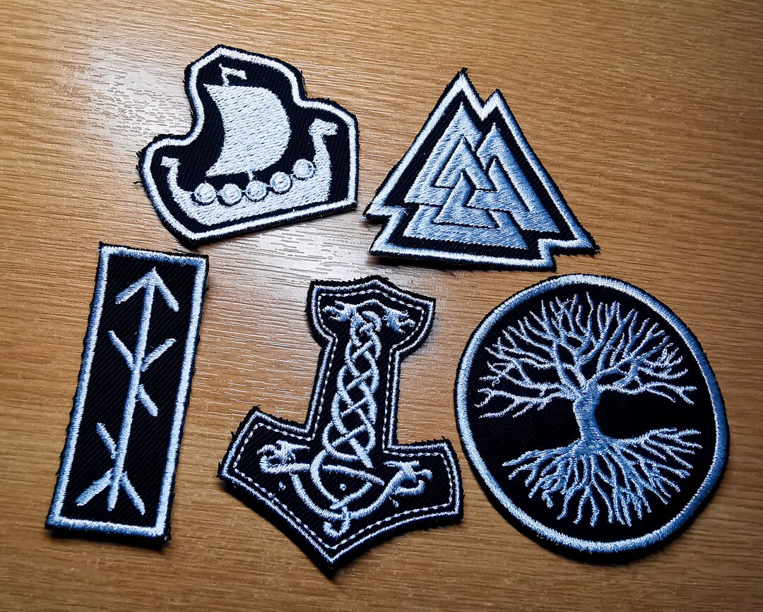 Viking Patches Bundle White Borders Iron on or Sew on Norse Embroidered ...