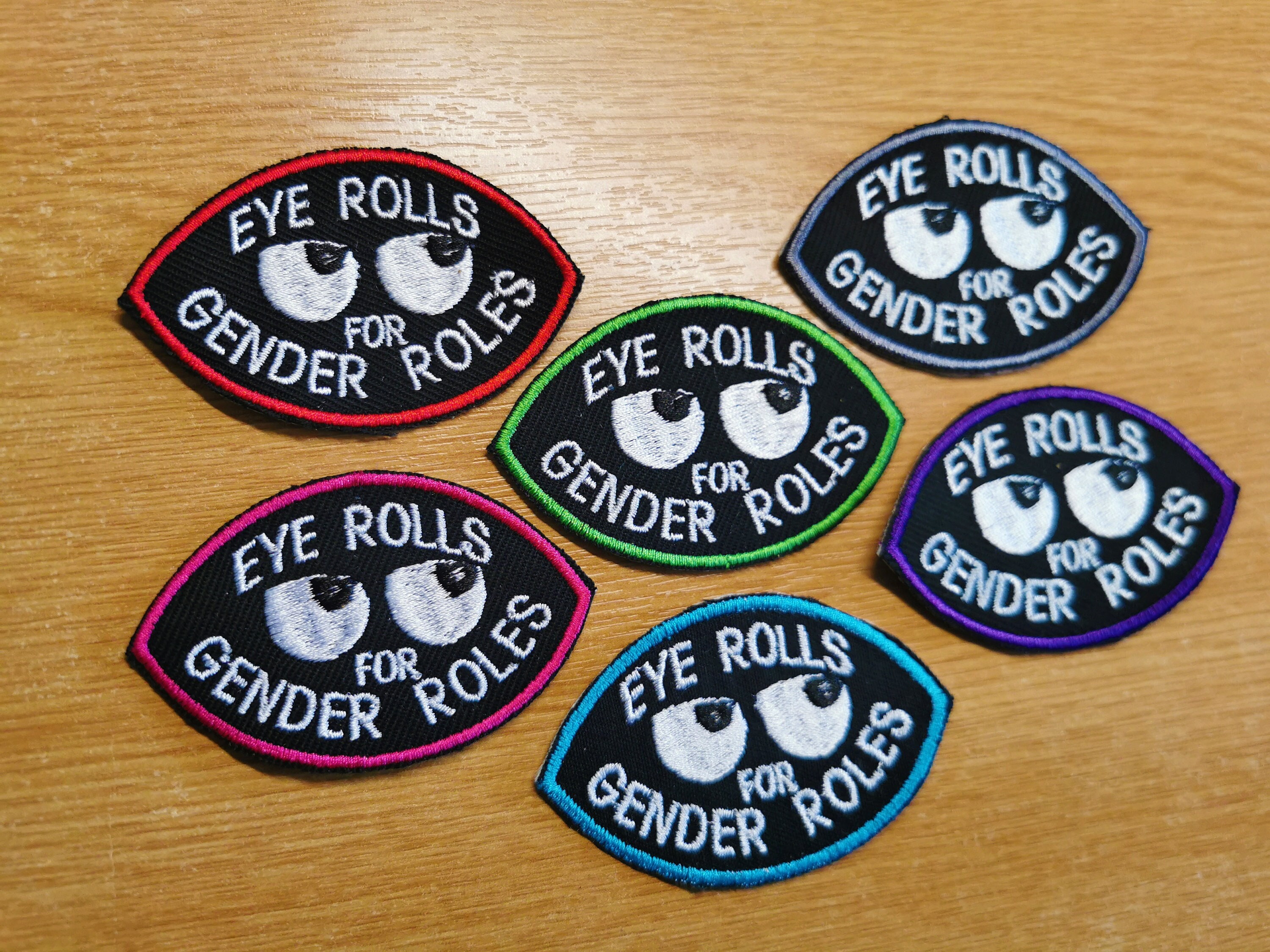 Eye Rolls for Gender Roles Funny Feminist Iron on Embroidered Patch ...