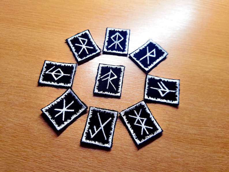 Norse Runes and Bindrunes Embroidered Patches in Vibrant Colours Huge ...