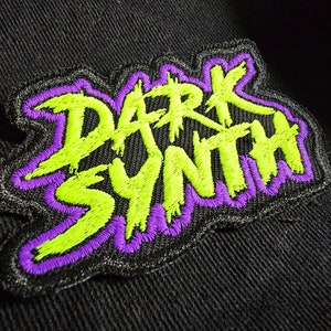 Dark Synth Synthwave Embroidered Patches Vibrant Color - Green and ...