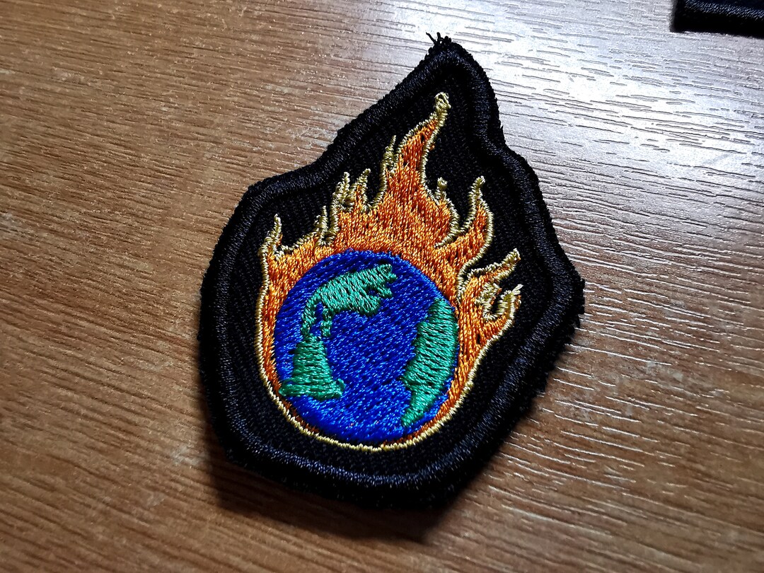 Earth Fireball Climate Action Environmental Iron on or Sew on ...
