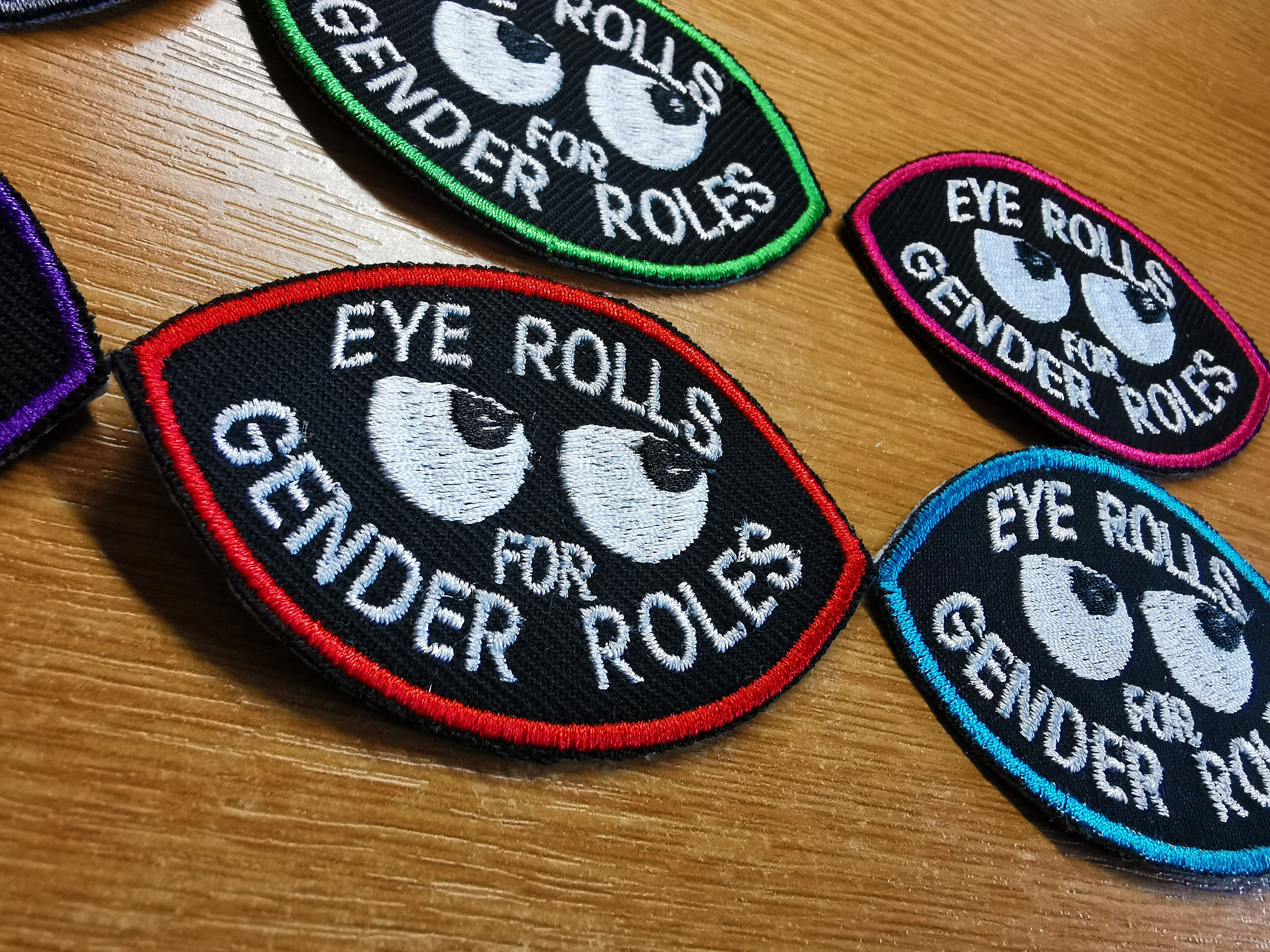 Eye Rolls for Gender Roles Funny Feminist Iron on Embroidered Patch ...