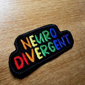 Neurodivergent Iron on Embroidered Patch Colourful Rainbow ...