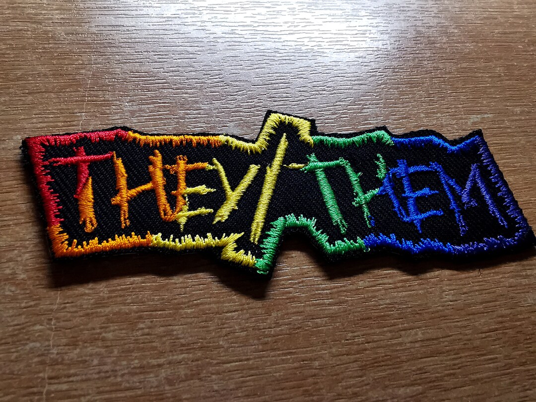 They Them Pronoun Rainbow Embroidered Patch Punk Patches for LGBTQ+ - Etsy