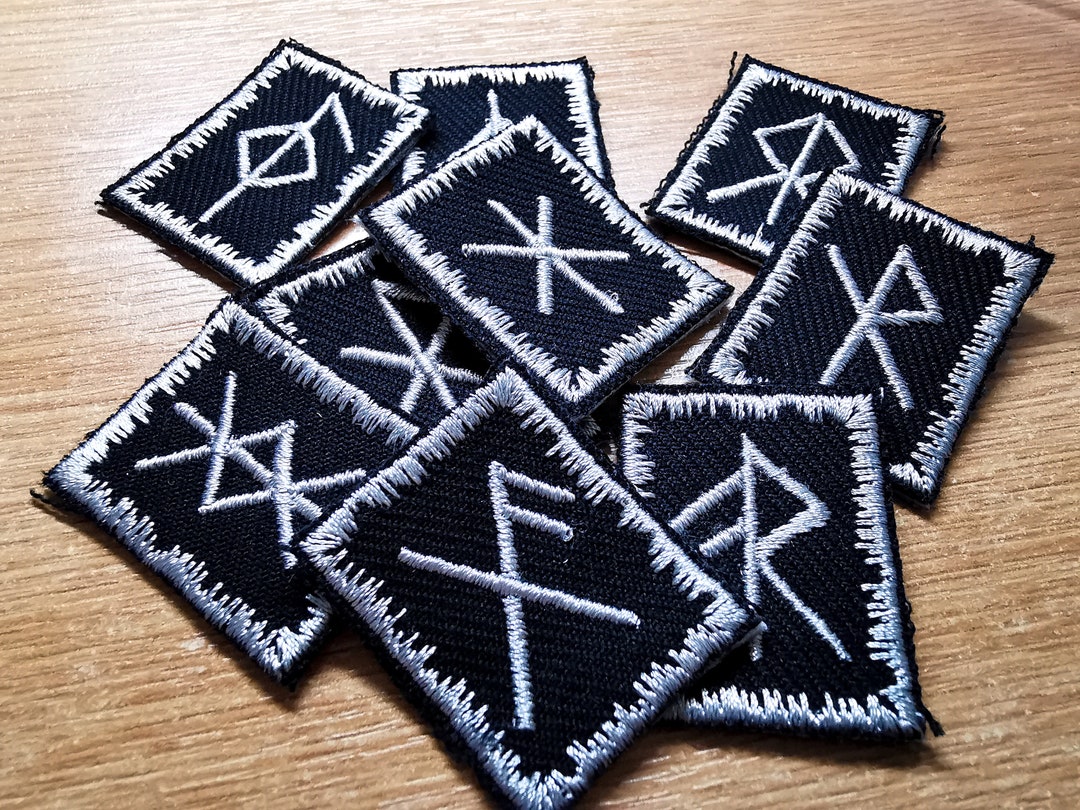 Silver Bindrune Patches Iron on Embroidered Viking Norse Heathenry Bind ...