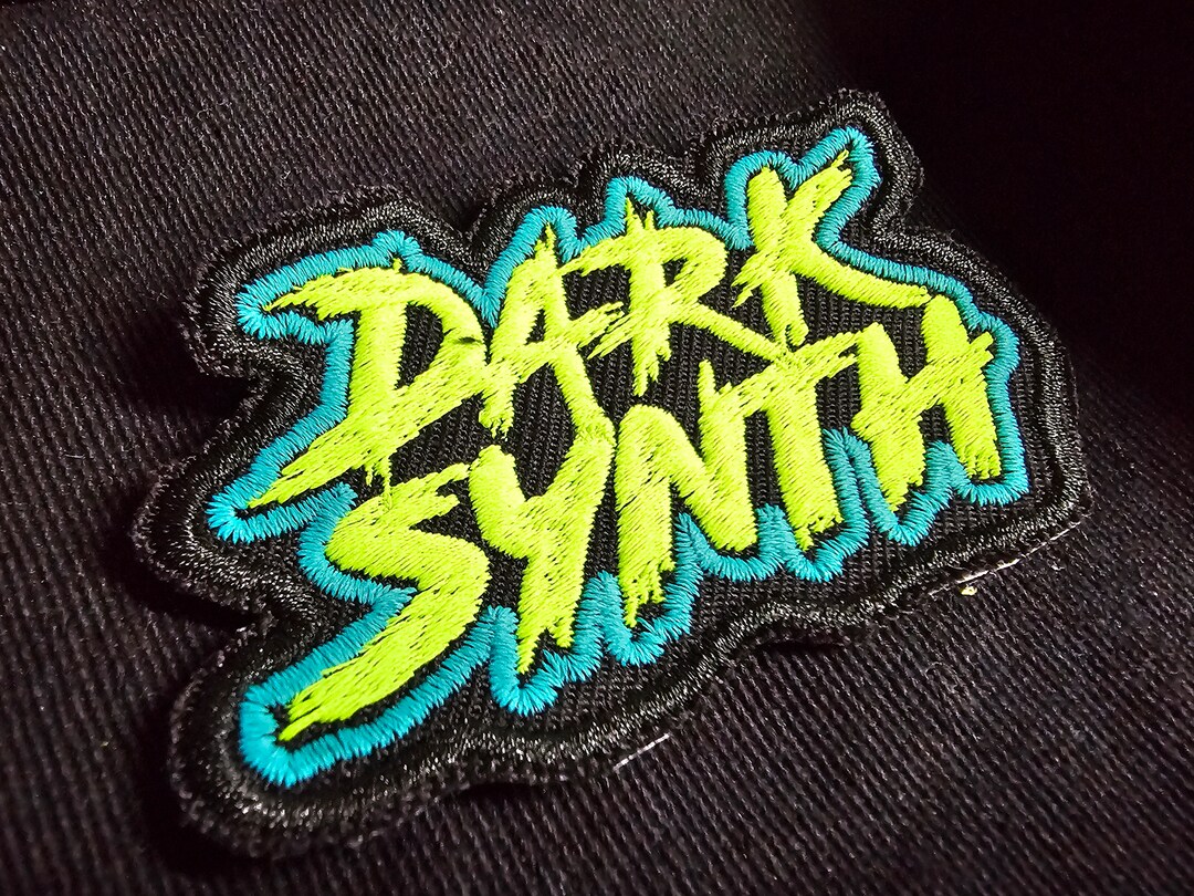 Dark Synth Synthwave Embroidered Patches Vibrant Color - Green and Teal ...