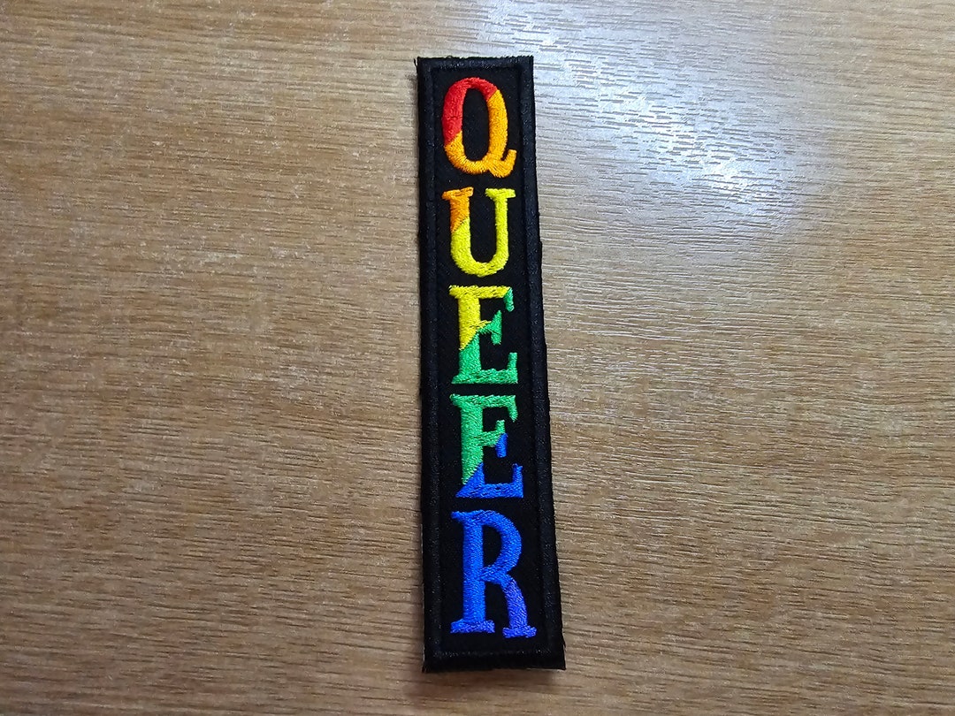 Queer Vertical Rainbow Patch Flag LGBTQ+ Embroidered Patches - Etsy