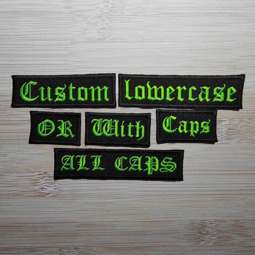 Custom Embroidered Patch Old English Name Tag Black Metal Punk LA ...