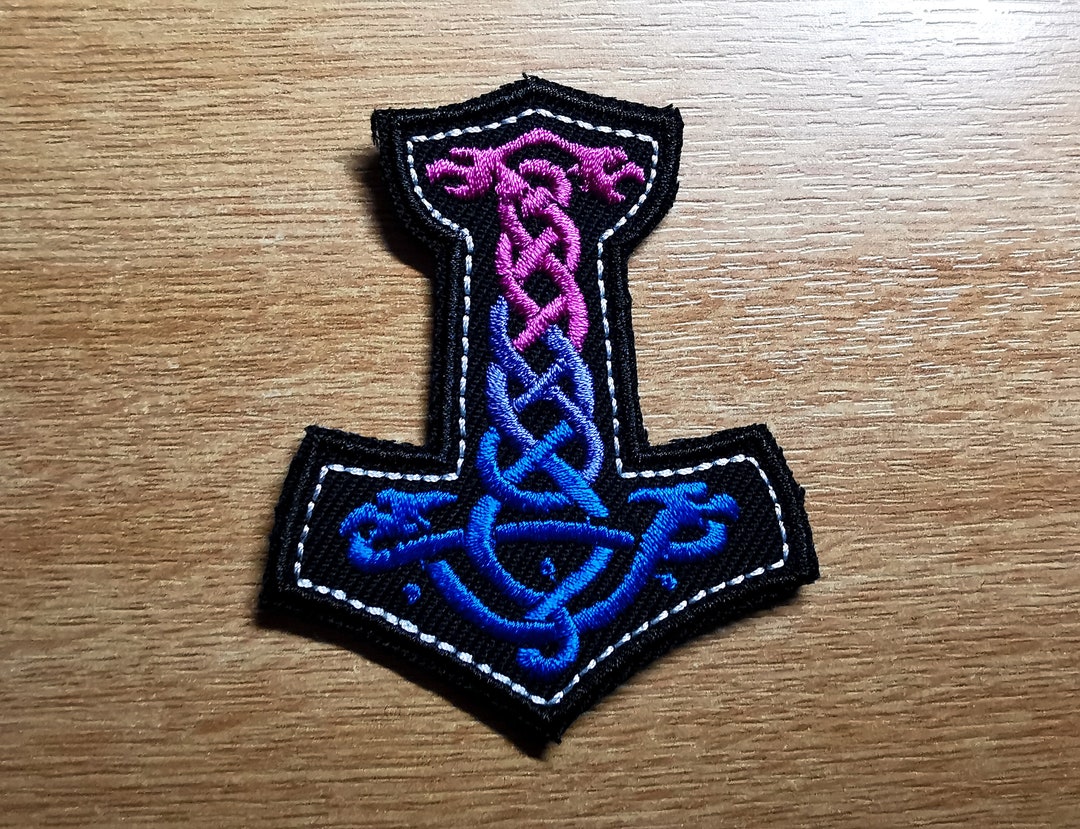 Bisexual Flag Mjolnir Embroidered Patch LGBTQ+ Viking Patches - Etsy
