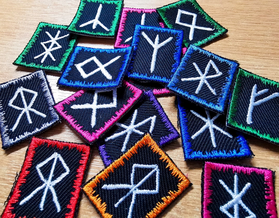 Norse Runes and Bindrunes Embroidered Patches in Vibrant Colours Huge ...