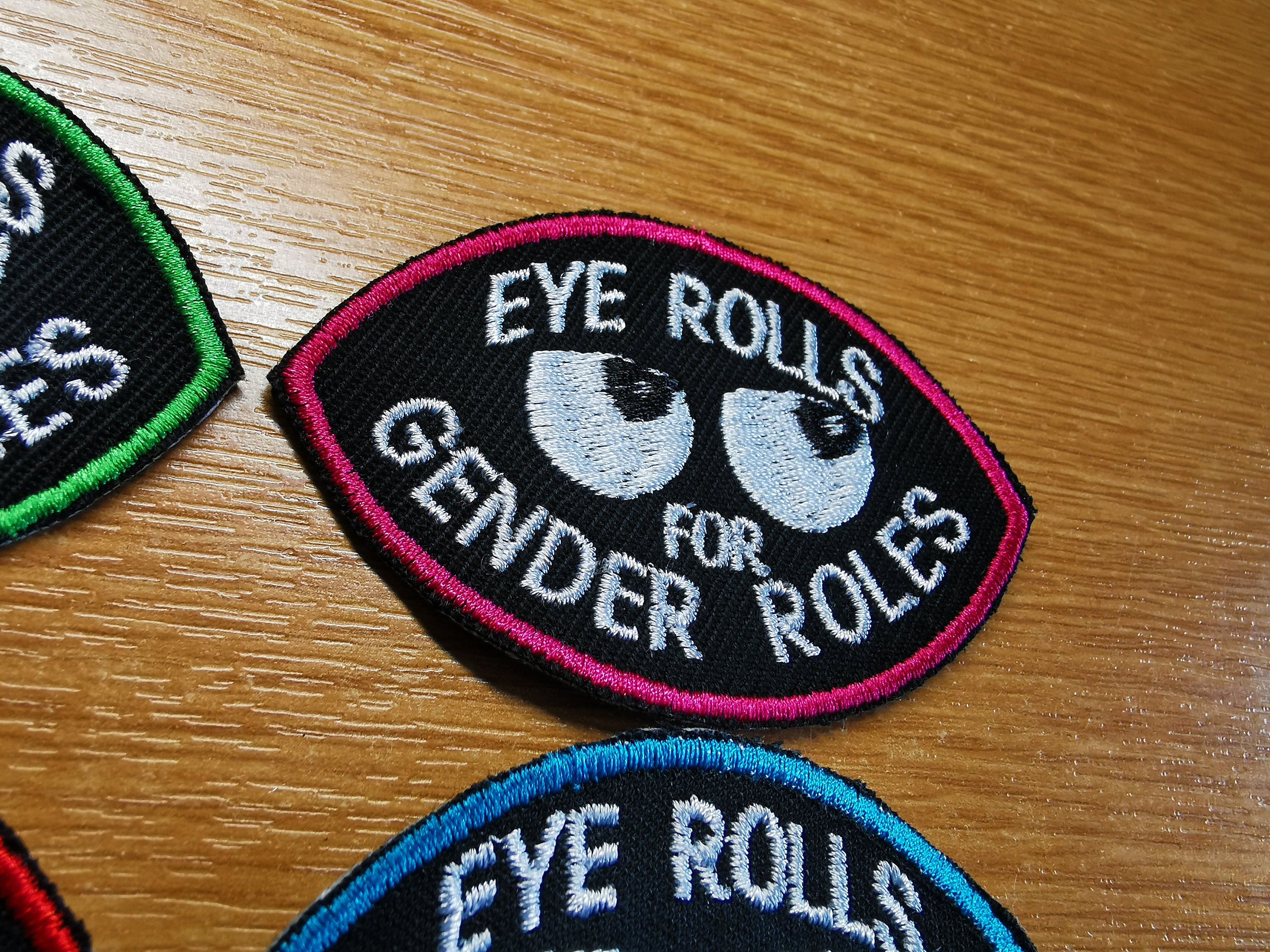 Eye Rolls for Gender Roles Funny Feminist Iron on Embroidered Patch ...