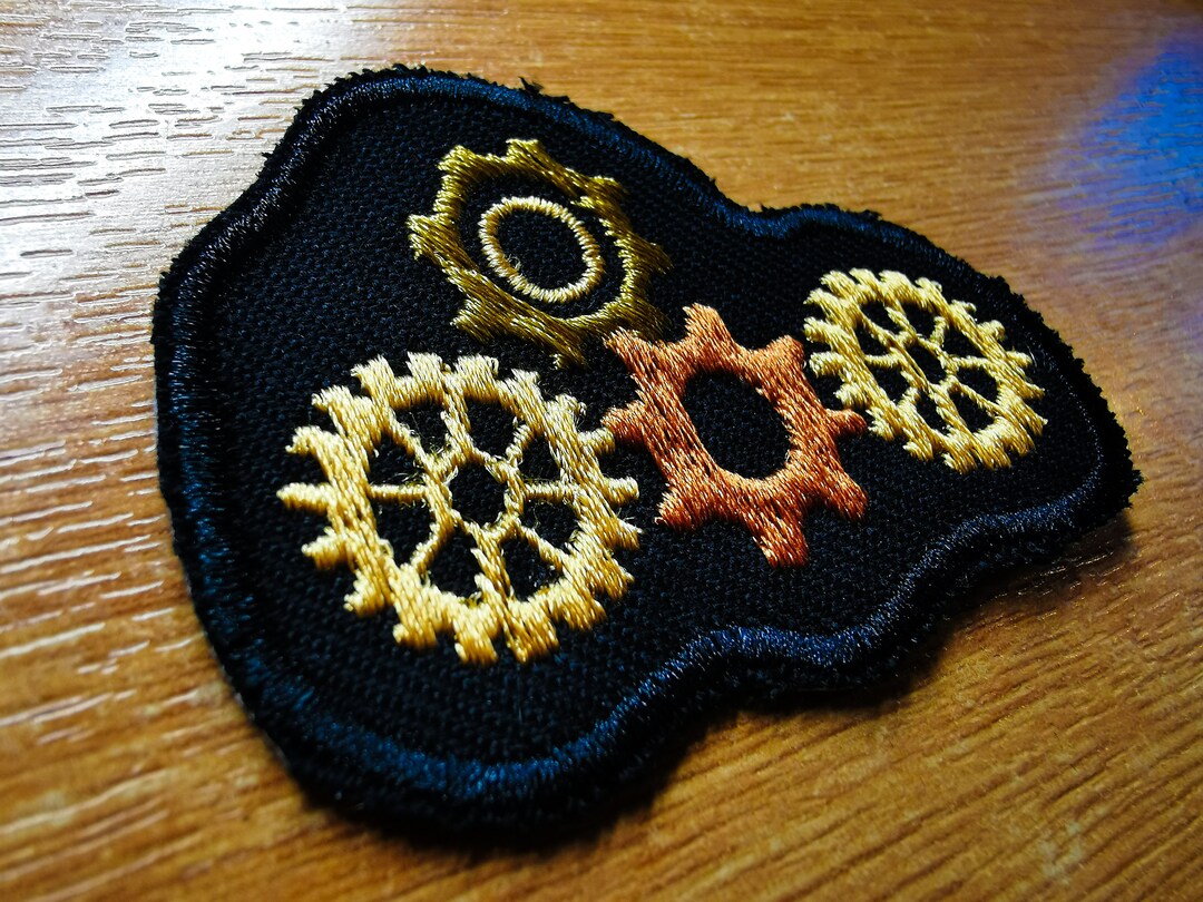 Steampunk Iron on Embroidered Patch Gold Copper Steam Punk Gears and ...