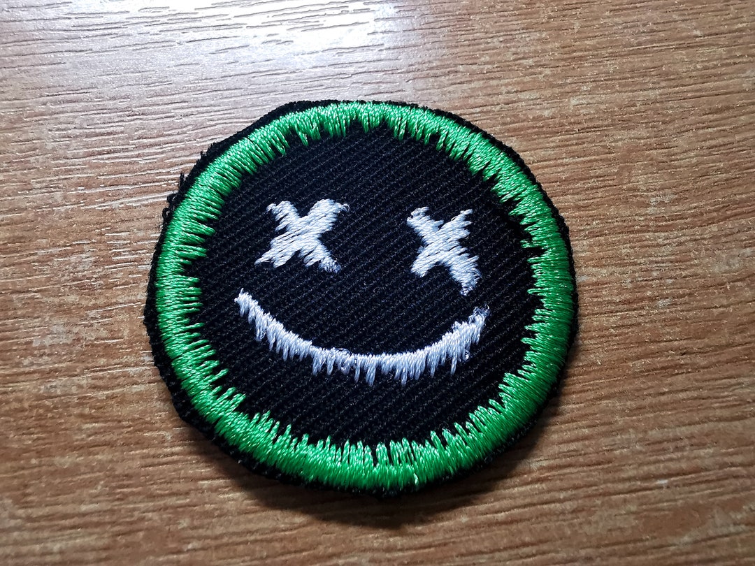 Green Dripping Face Iron on Embroidered Patch Pop Punk Skater ...