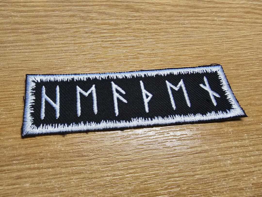 Heathenry Runes White Sew or Iron on Embroidered Patch Viking Warrior ...