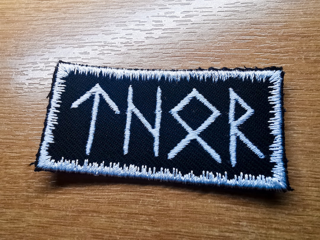 Thor Vikings Rune Iron on Embroidered Patch Elder Futhark Translated ...