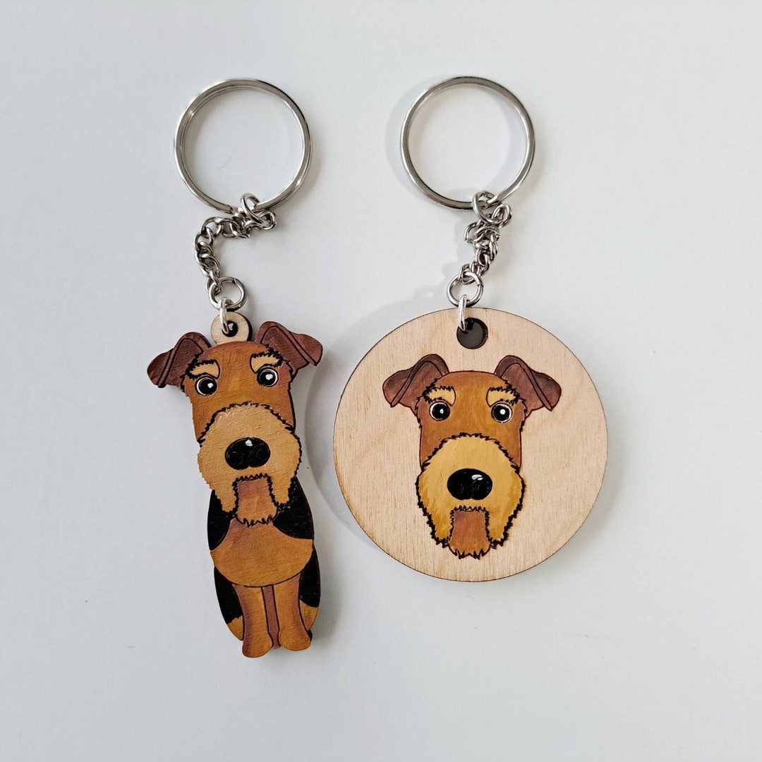 Airedale Wooden Keyring, Dog Key Ring, Keyring, Keychain, Dog Key Chain ...
