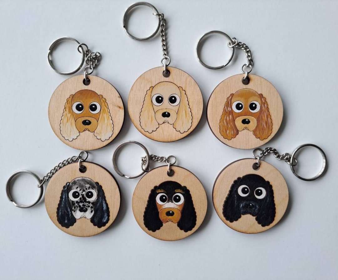 Cocker Spaniel Wooden Keyring, Dog Key Ring, Keyring, Keychain, Dog Key ...