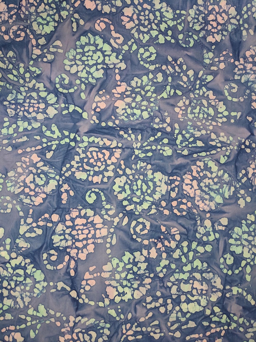 Batik Multicolour Fabric - Blue/lilac/turquoise - Etsy