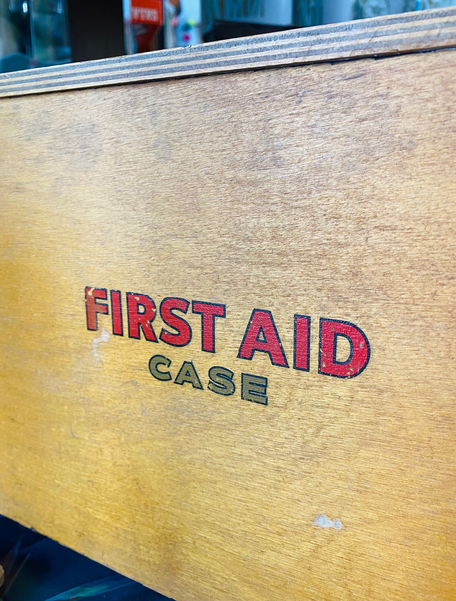 Vintage old factory wooden First Aid box | Etsy
