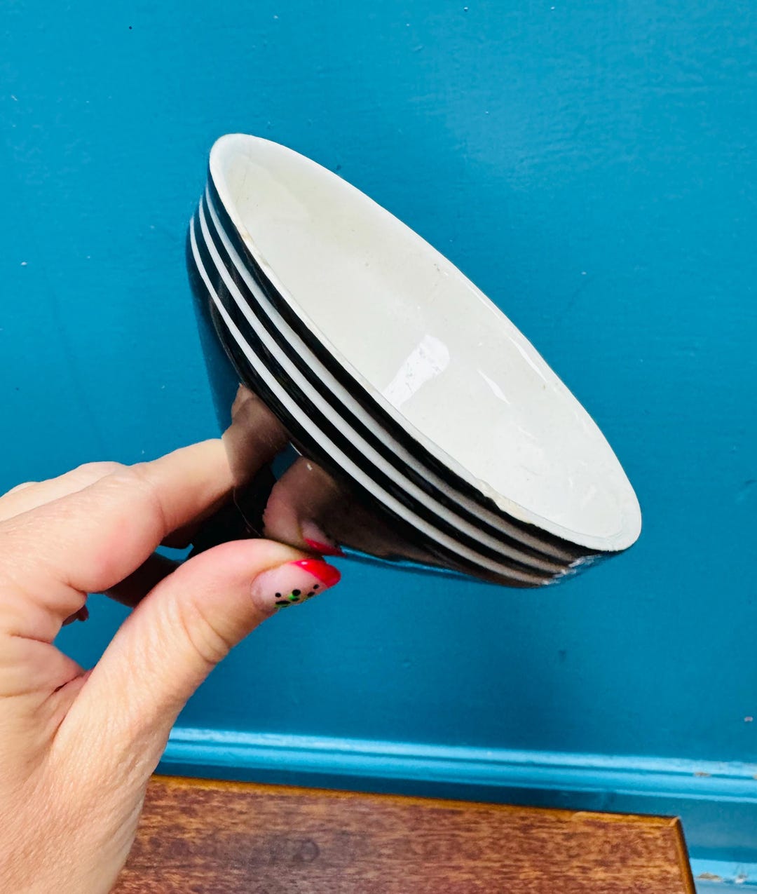Rare Antique Black and White Ceramic Funnel - Etsy