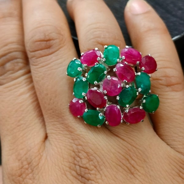 Ruby Emerald Ring - Etsy