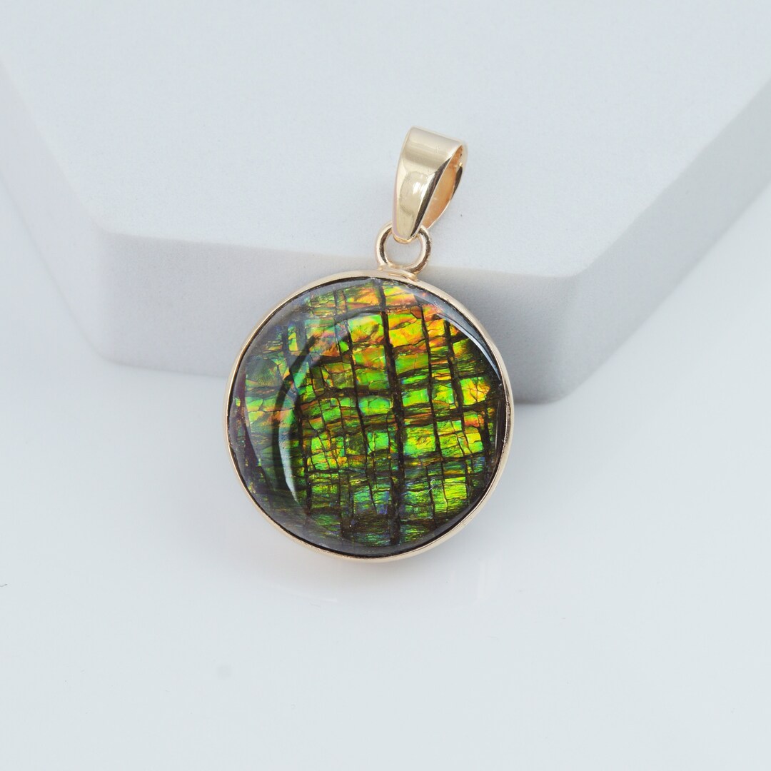 Luxury Gift for Her , ONE TIME Jewellery, Natural Fiery Round Ammolite ...