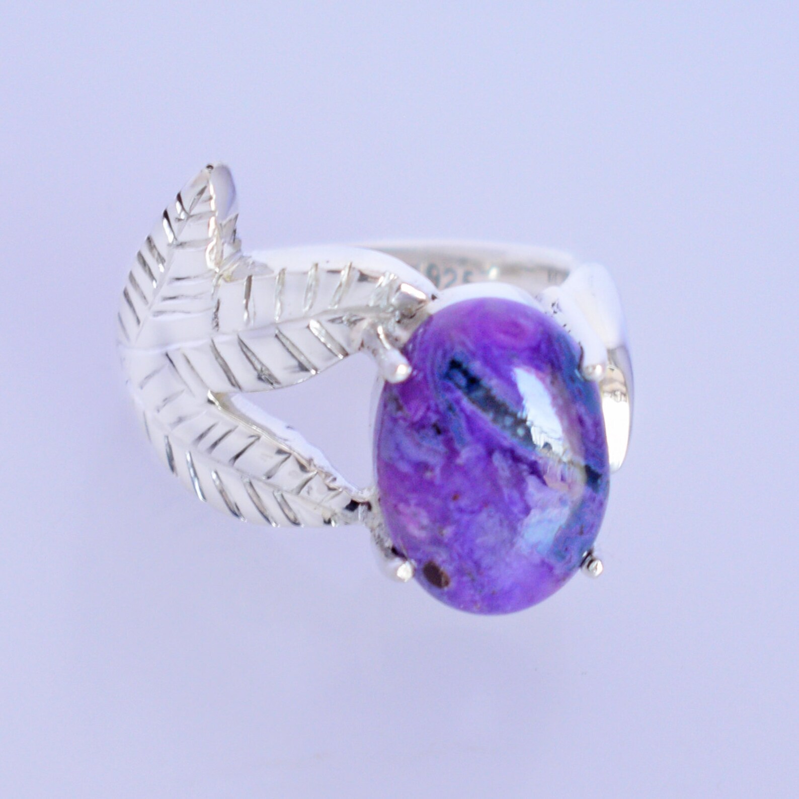 Genuine Sugilite Ring 925 Sterling Silver Birthstone Leaf - Etsy