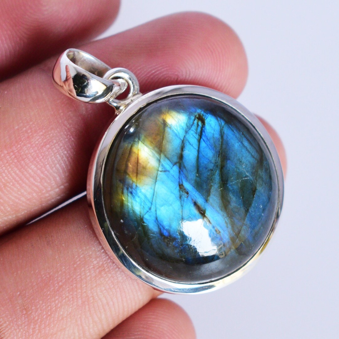 Labradorite Pendant Blue Flashy Labradorite 925 Sterling - Etsy