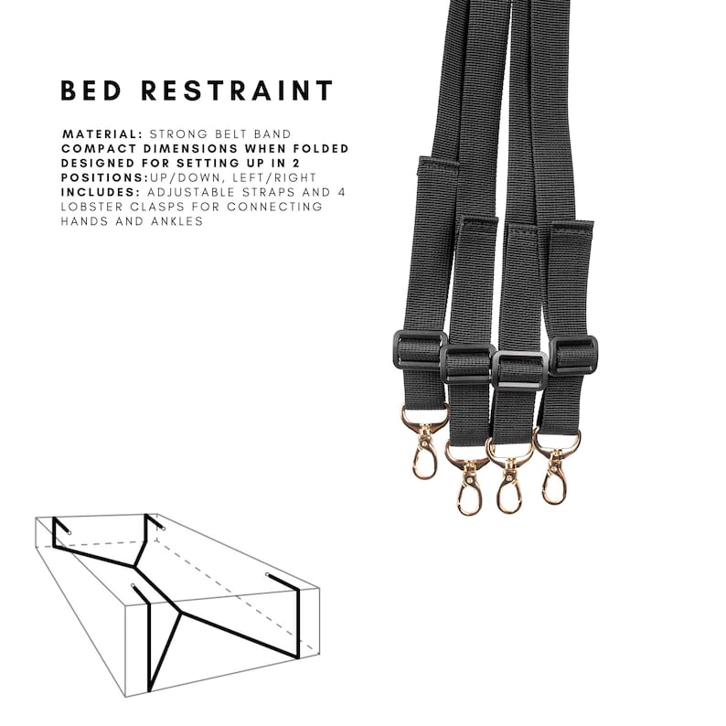 Bed Restraints Strap Set With Cuffs – Adjustable Under Mattress Bondage ...