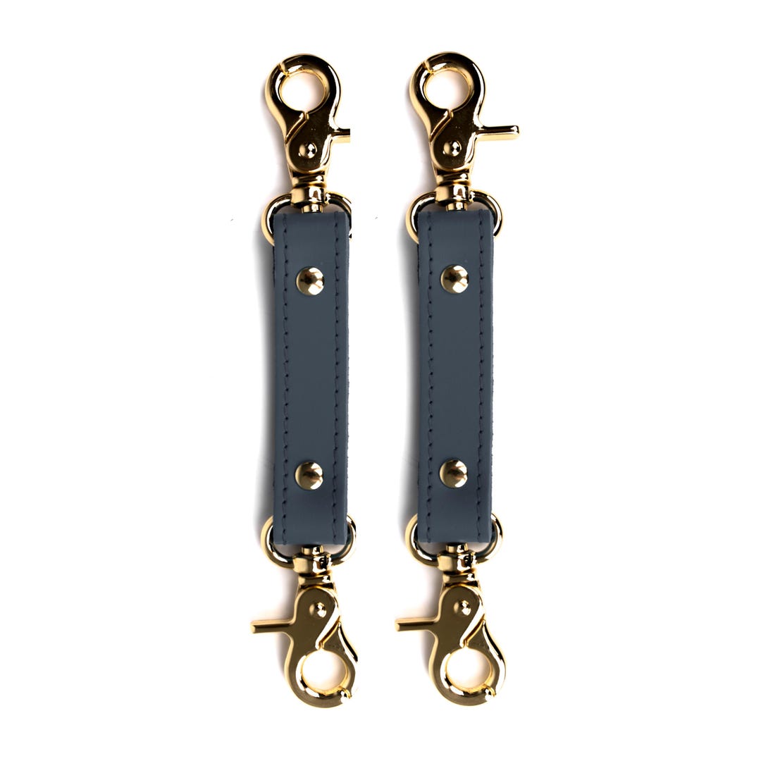 Dark Blue 2-way Leather Connectors – Set of 2 Short Straps for Cuffs ...